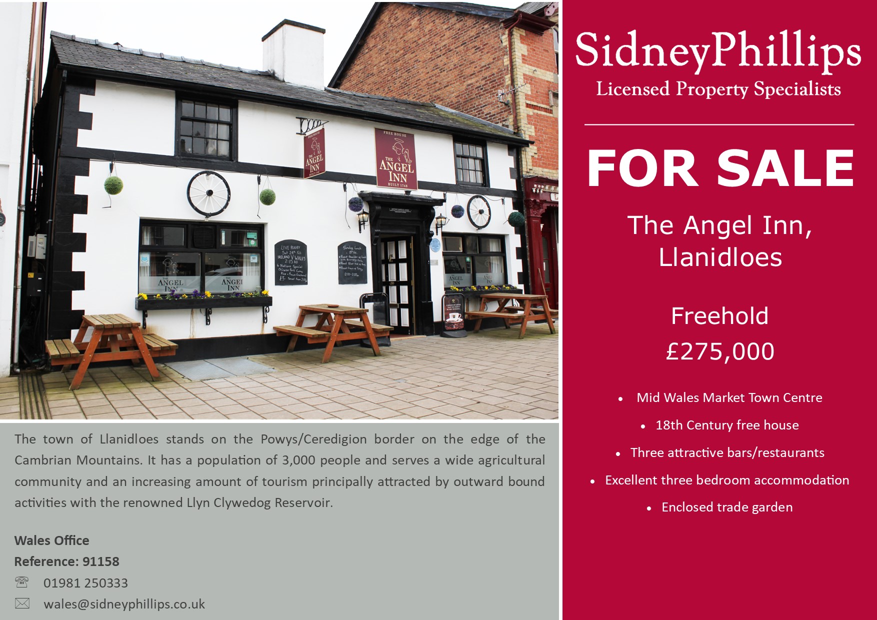 Pub in Powys Agricultural Community Available